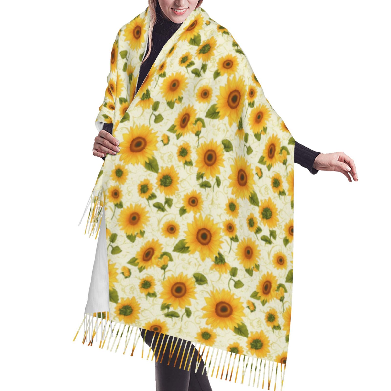 Scarf for Women - European-style Pattern Sunflower Fashion Pashmina ...