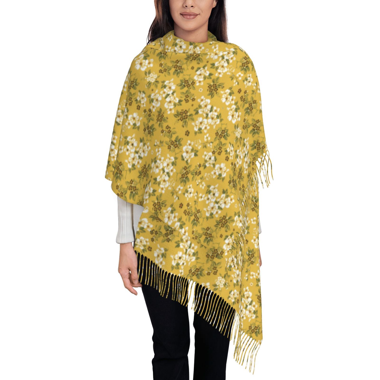Scarf for Women - Flower print C Fashion Like Pashmina Long Shawl Wraps ...