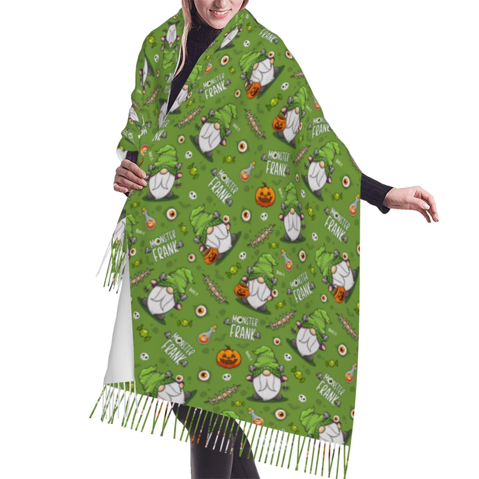 Scarf for Women - Halloween Monster Gnome Fashion Pashmina Long Shawl ...