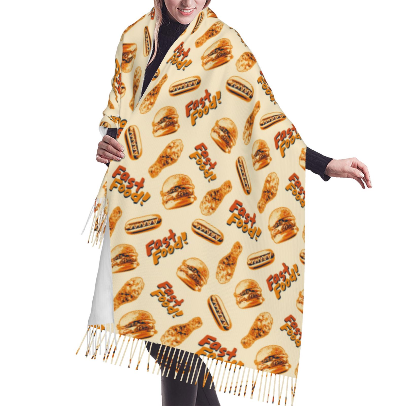 Scarf for Women - Hamburger Chicken Legs Fashion Pashmina Long Shawl ...
