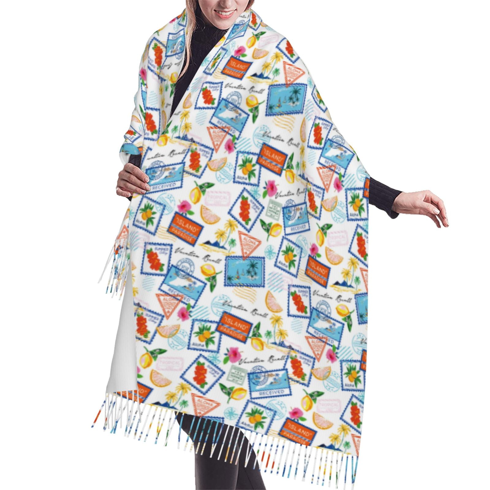 Scarf for Women - Hawaiian Style Lemon Fashion Pashmina Long Shawl ...