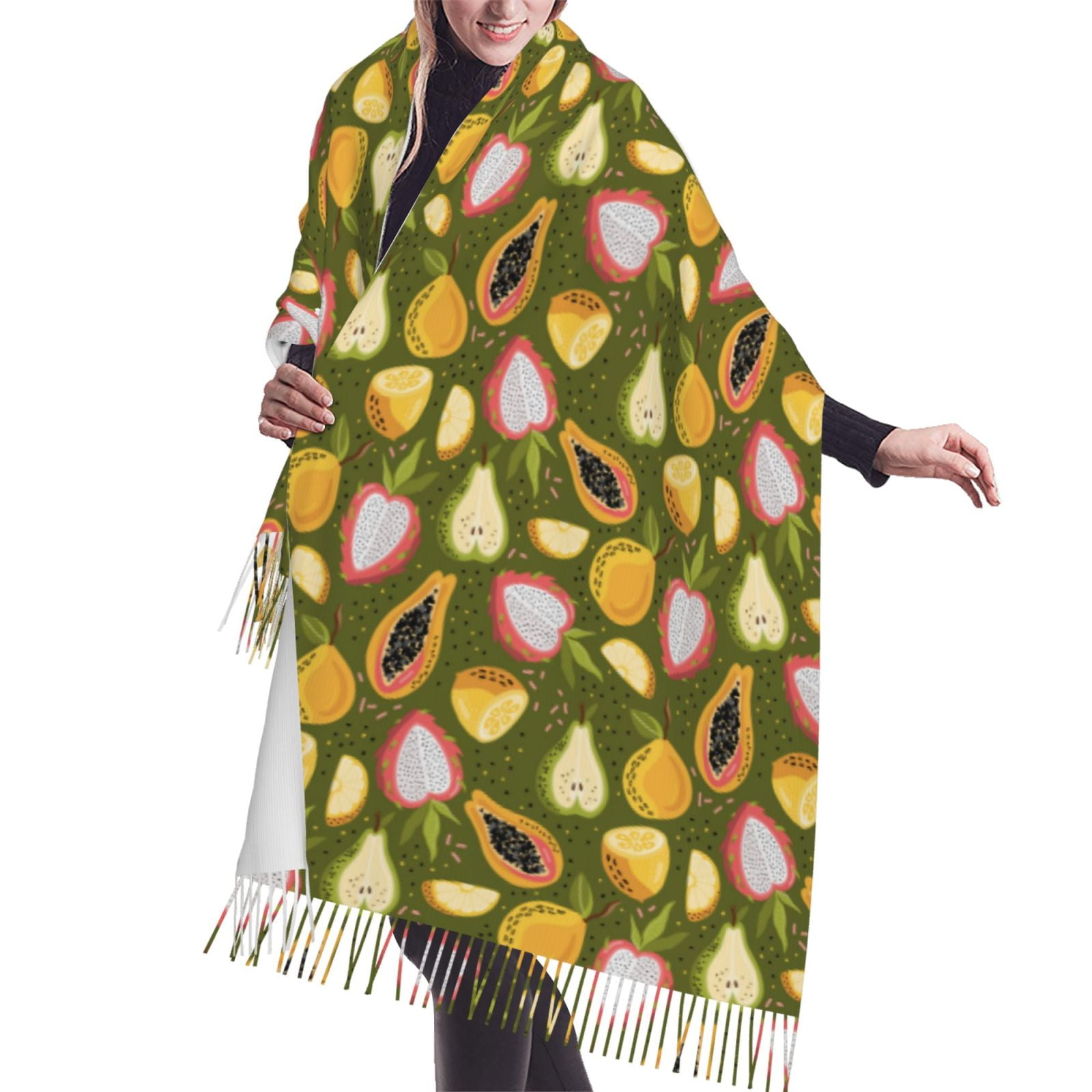 Scarf for Women - Papaya pear lemon Fashion Pashmina Long Shawl Wraps ...