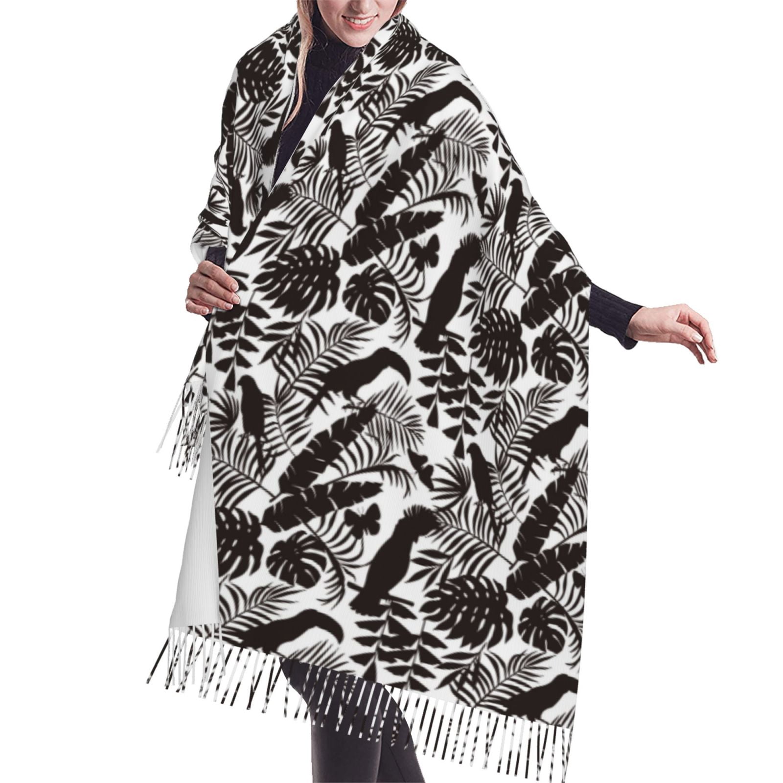 Scarf for Women - Parrot leaves shadow Fashion Pashmina Long Shawl ...