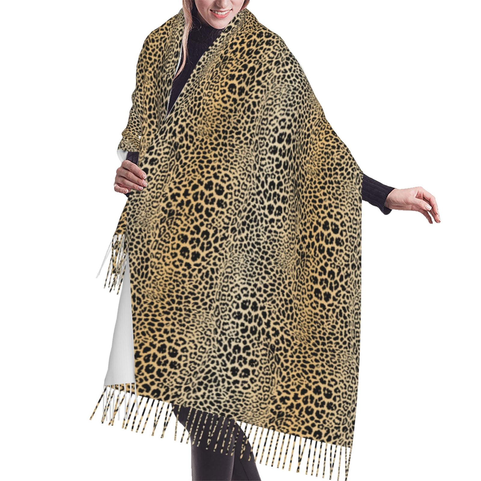 Scarf for Women - Realistic leopard print beige Fashion Pashmina Long ...
