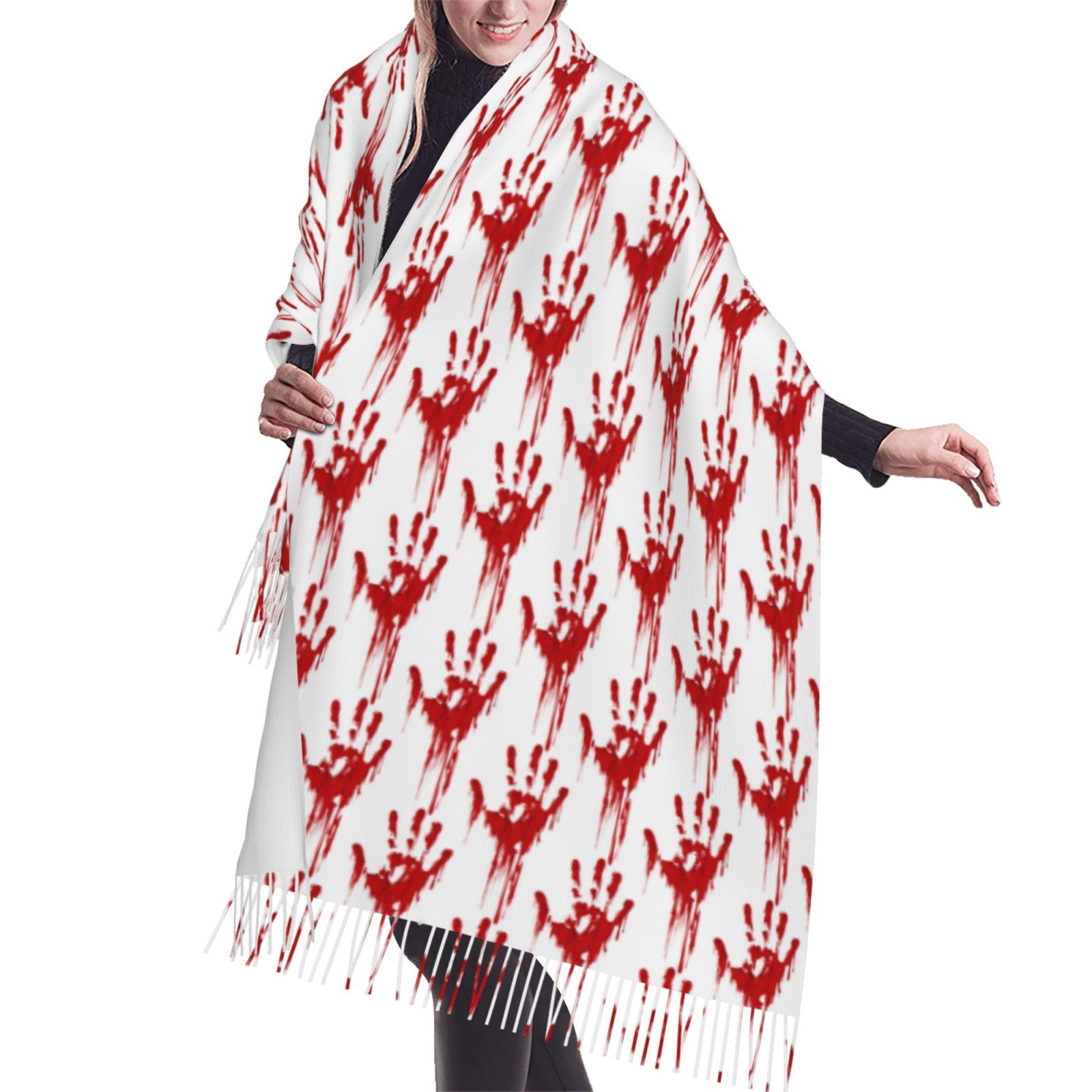 Scarf for Women - Red Bloody Scary Hands Fashion Pashmina Long Shawl ...