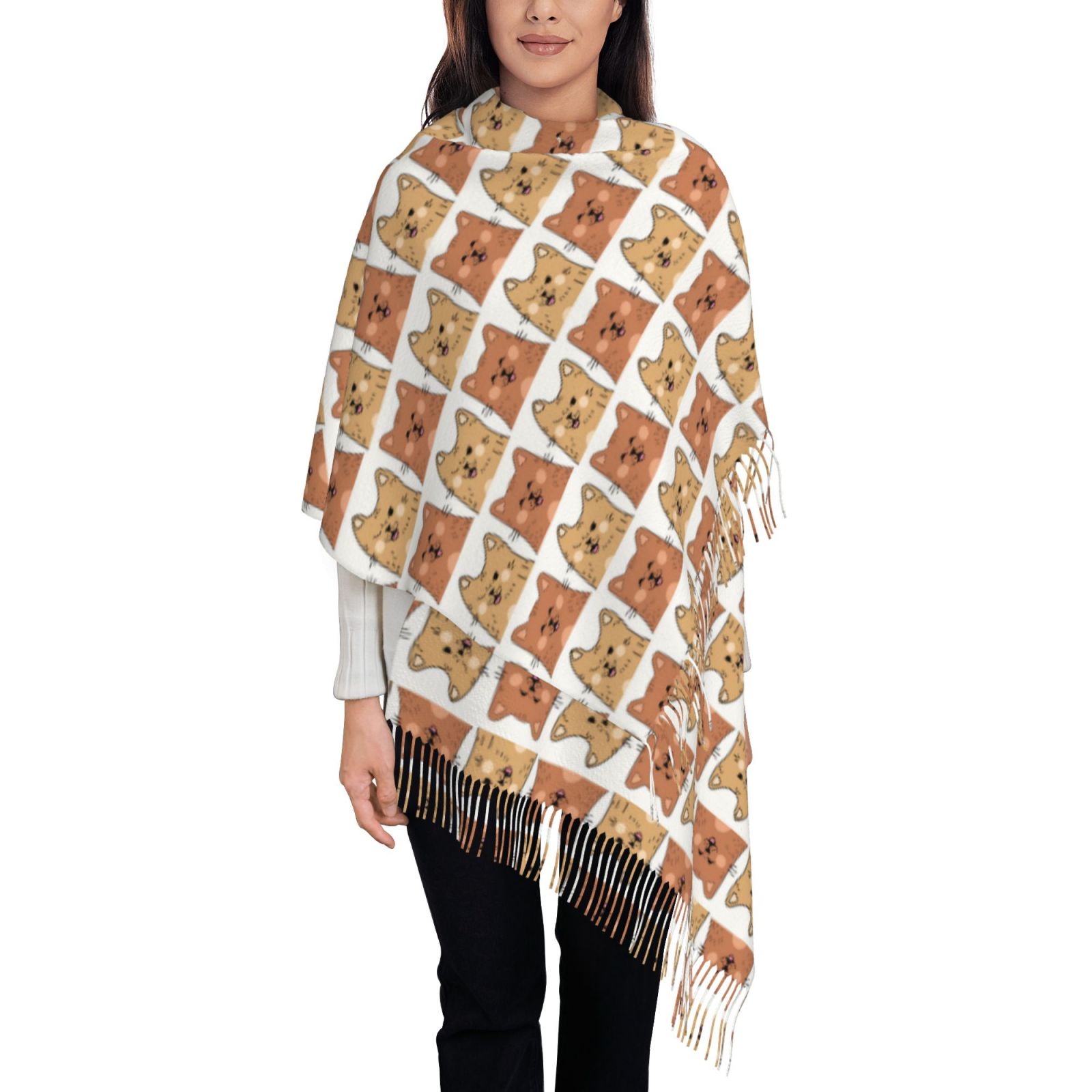 Scarf for Women - Sassy Cute Cartoon Cat Fashion Like Pashmina Long ...