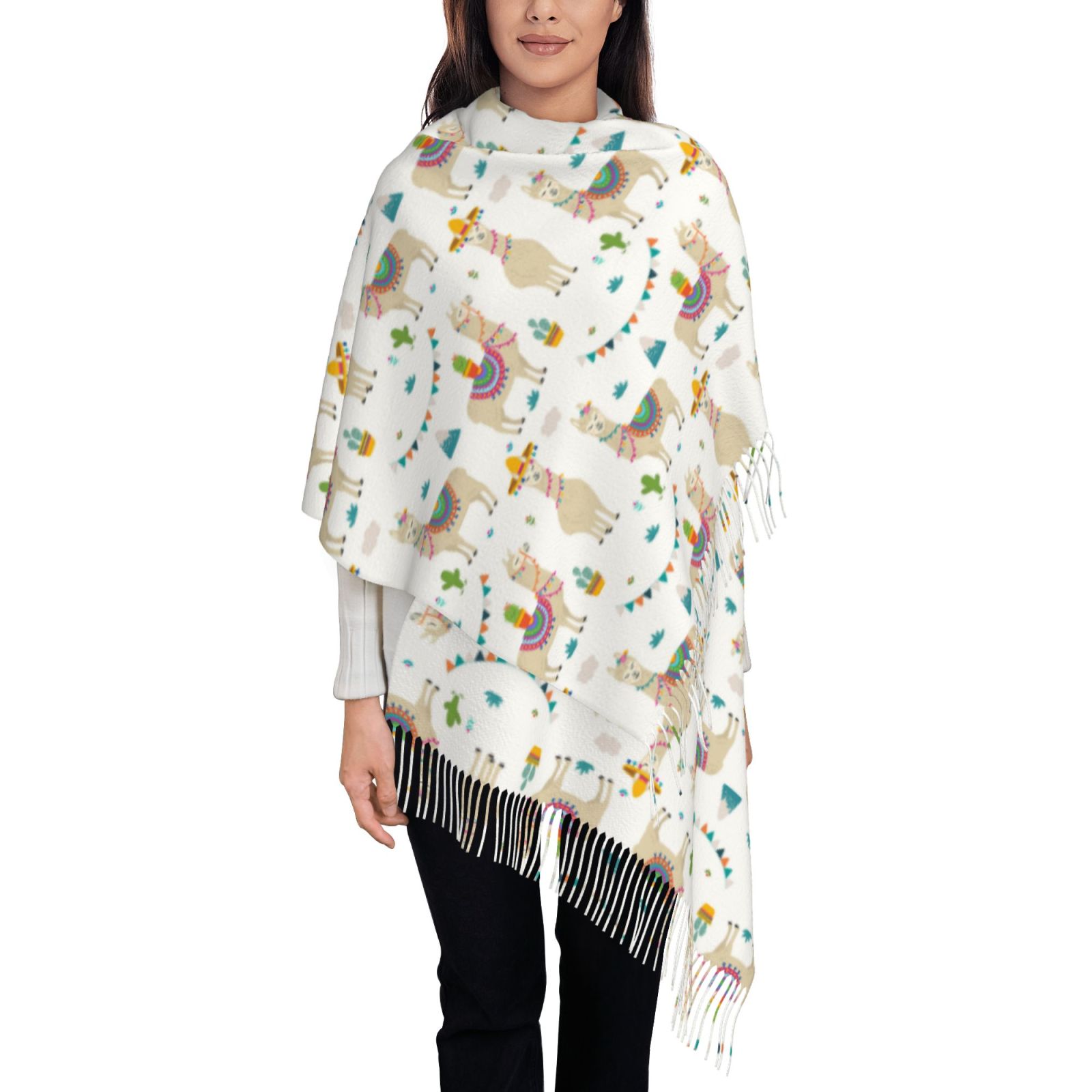 Scarf for Women - Western Style Cute Alpaca Cactus Fashion Like ...