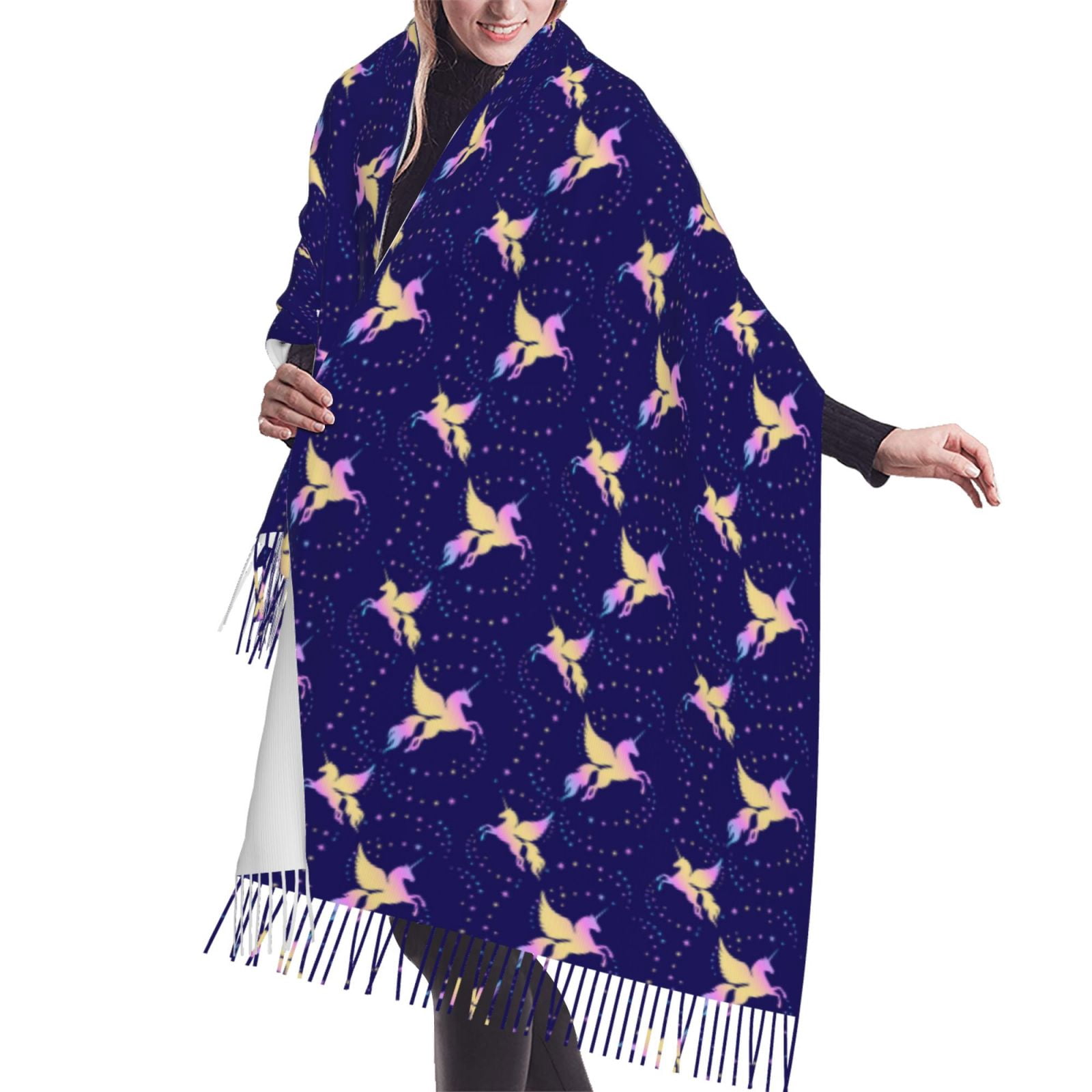 Scarf for Women - Winged horse purple starry sky Fashion Pashmina Long ...