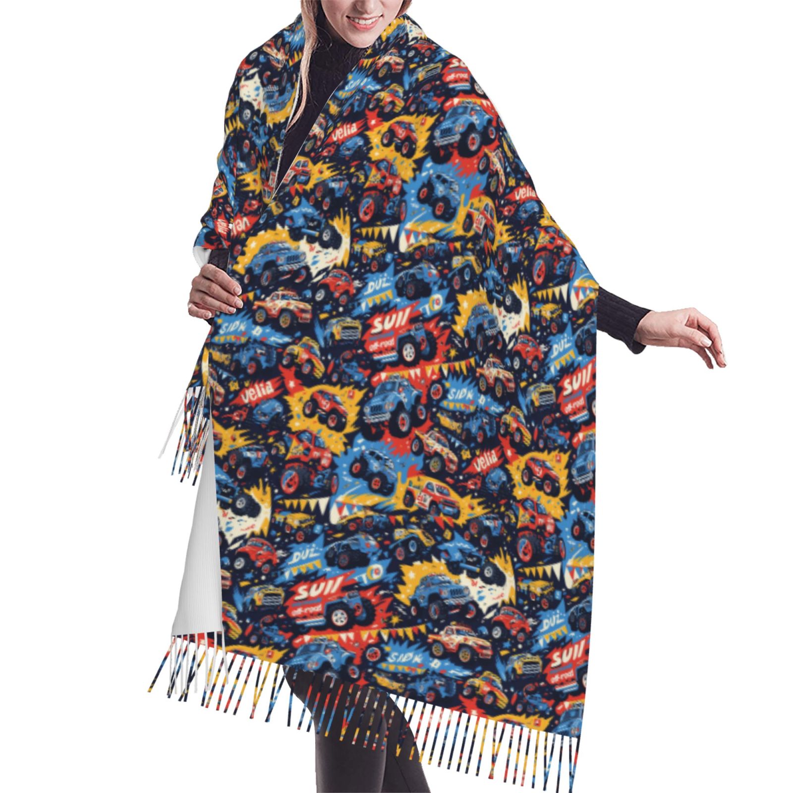 Scarf for Women - colorful off road racing car Fashion Pashmina Long ...