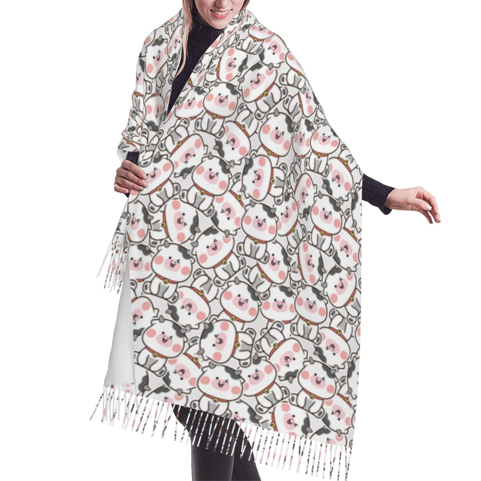 Scarf for Women - cute cow cartoon Kawaii funny Fashion Pashmina Long ...