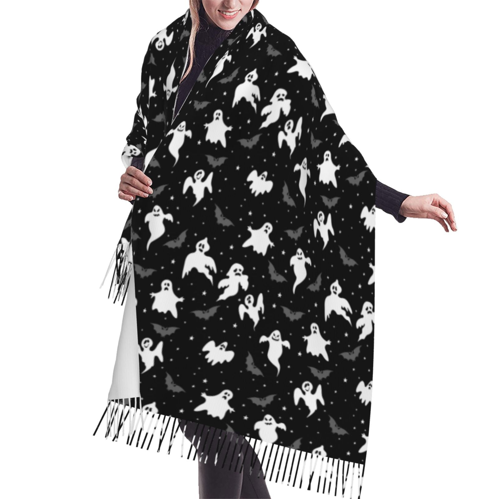 Scarf for Women - ghost halloween bat Fashion Pashmina Long Shawl Wraps ...