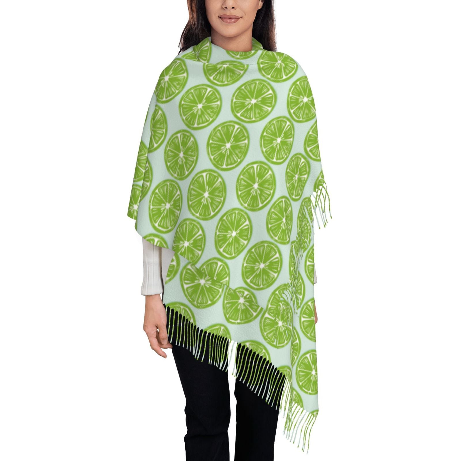 Scarf for Women - green lemon slices Fashion Like Pashmina Long Shawl ...