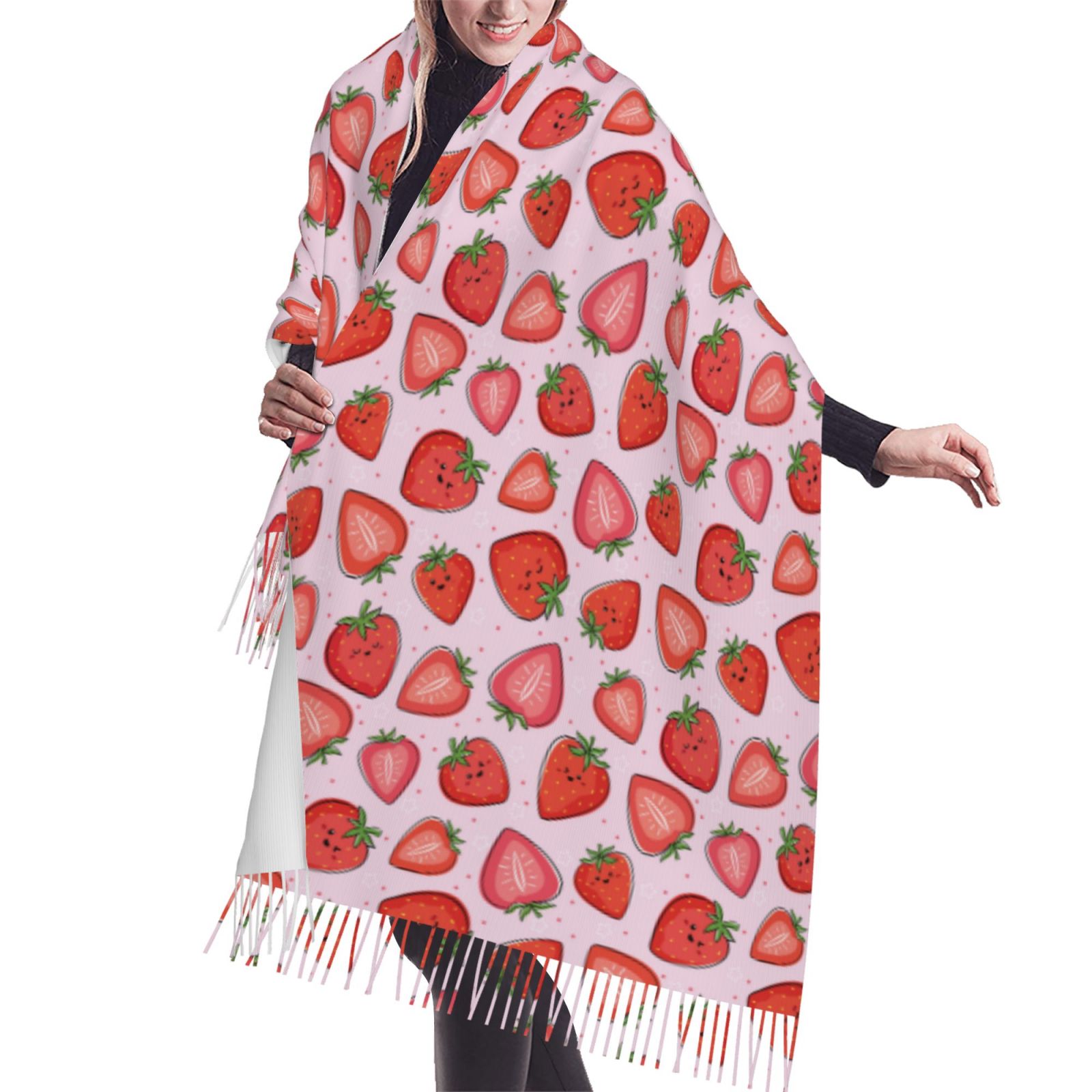 Scarf for Women - kawaii strawberry fruits Fashion Pashmina Long Shawl ...
