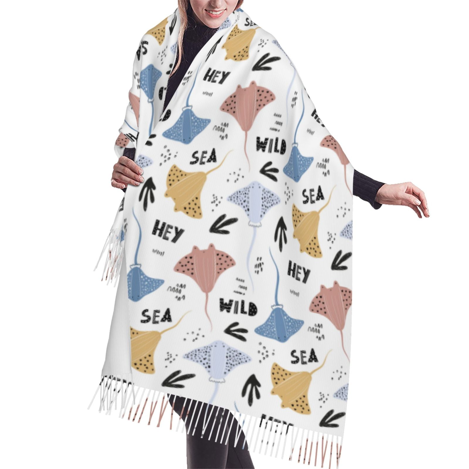 Scarf for Women - stingrays scandinavian style cute Fashion Pashmina ...