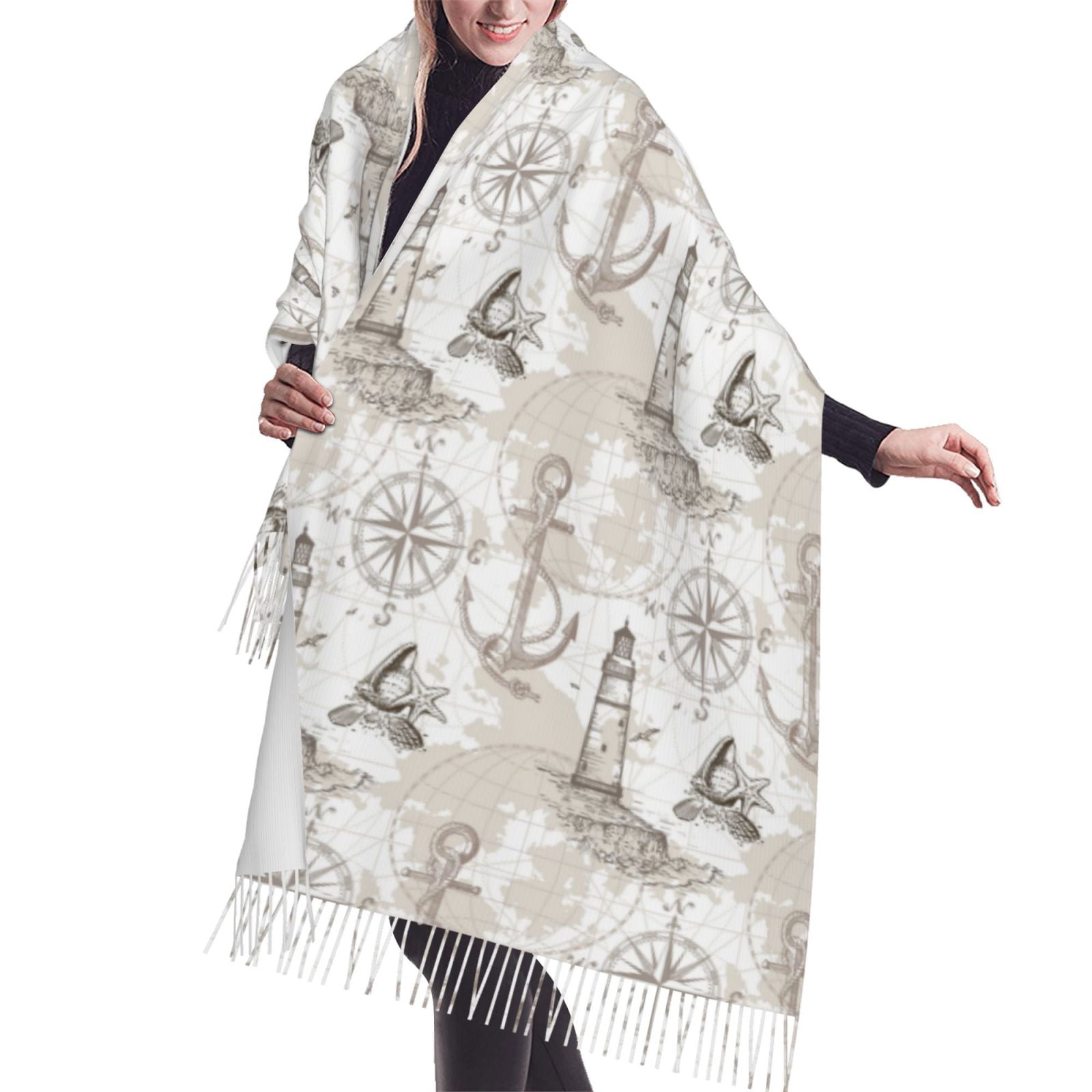 Scarf for Women - vintage starfish lighthouse anchor Fashion Pashmina ...