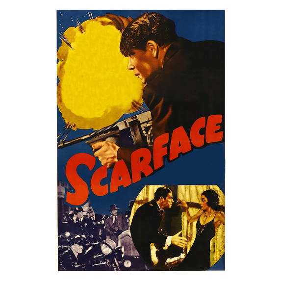 Scarface (1932) Poster 24x36 Classic Gangster Film with Paul Muni in a Raw Tale - Walmart.com