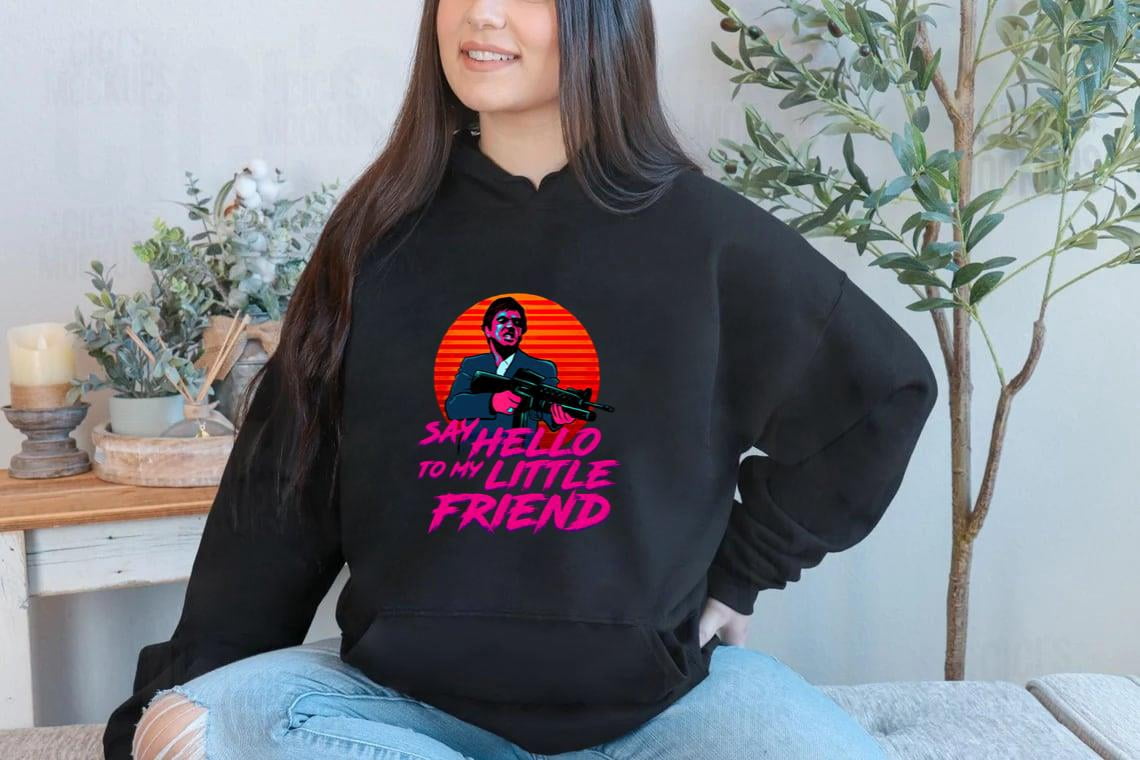 Scarface Hoodie Say Hello To My Little Friend Movie Quote Scene, for ...