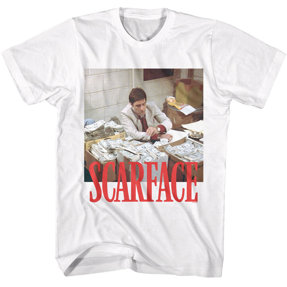 Scarface Men's T Shirt Movie Tony Montana Al Pacino Money Stack Pile ...