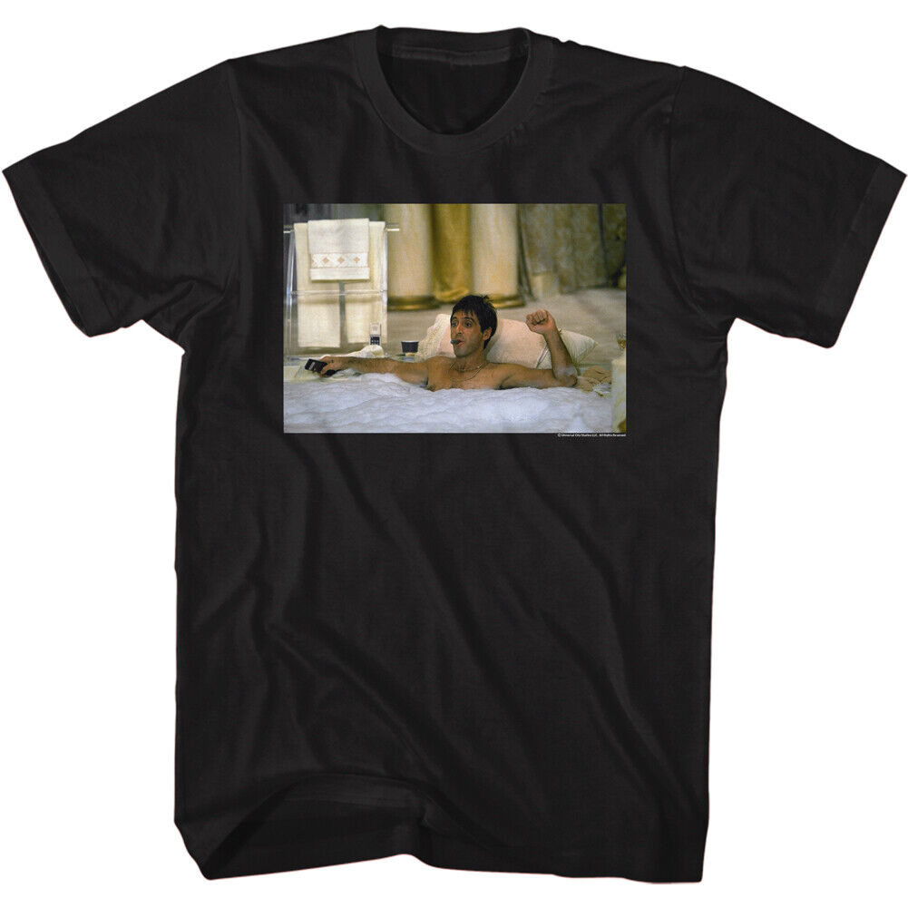 Scarface Movie Tony Relaxing In Tub With Cigar Men's T Shirt Cuban Drug ...