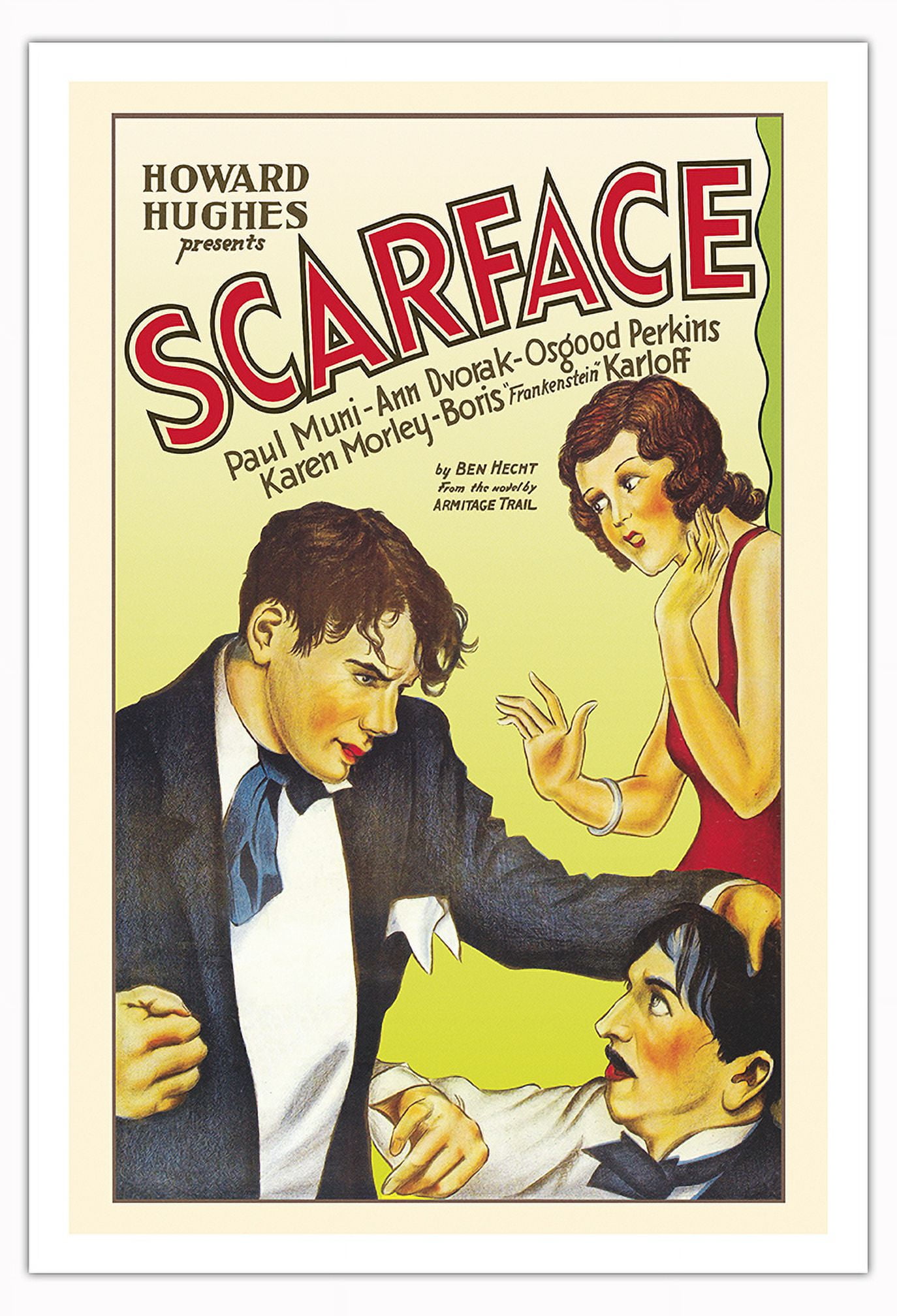 Scarface - Starring Paul Muni Boris Karloff - Vintage Film Movie Poster ...