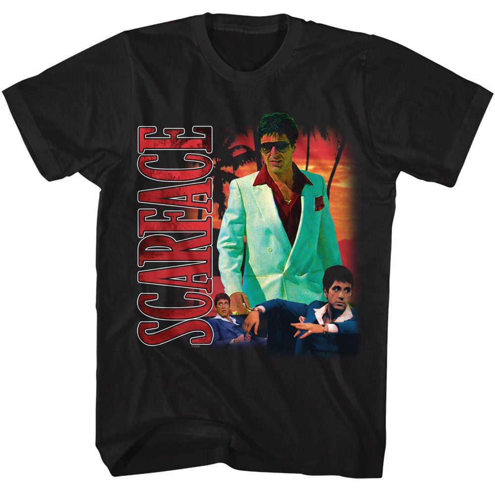 Scarface Collage With Palm Tree Bg Black Adult T-Shirt 4Xlt - Walmart.com