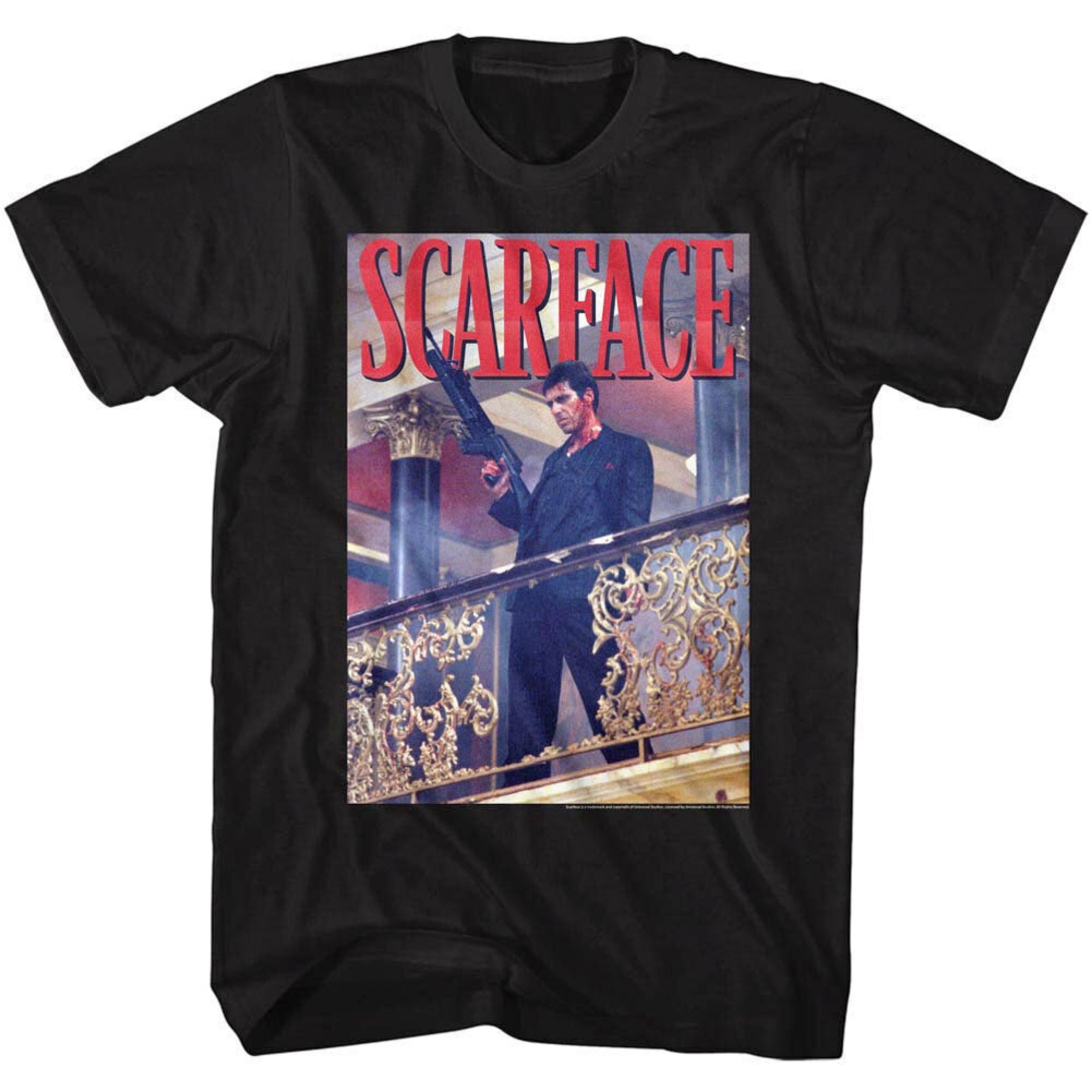 Scarface T Shirt Tony Montana Balcony Railing Shot Graphic Tees ...