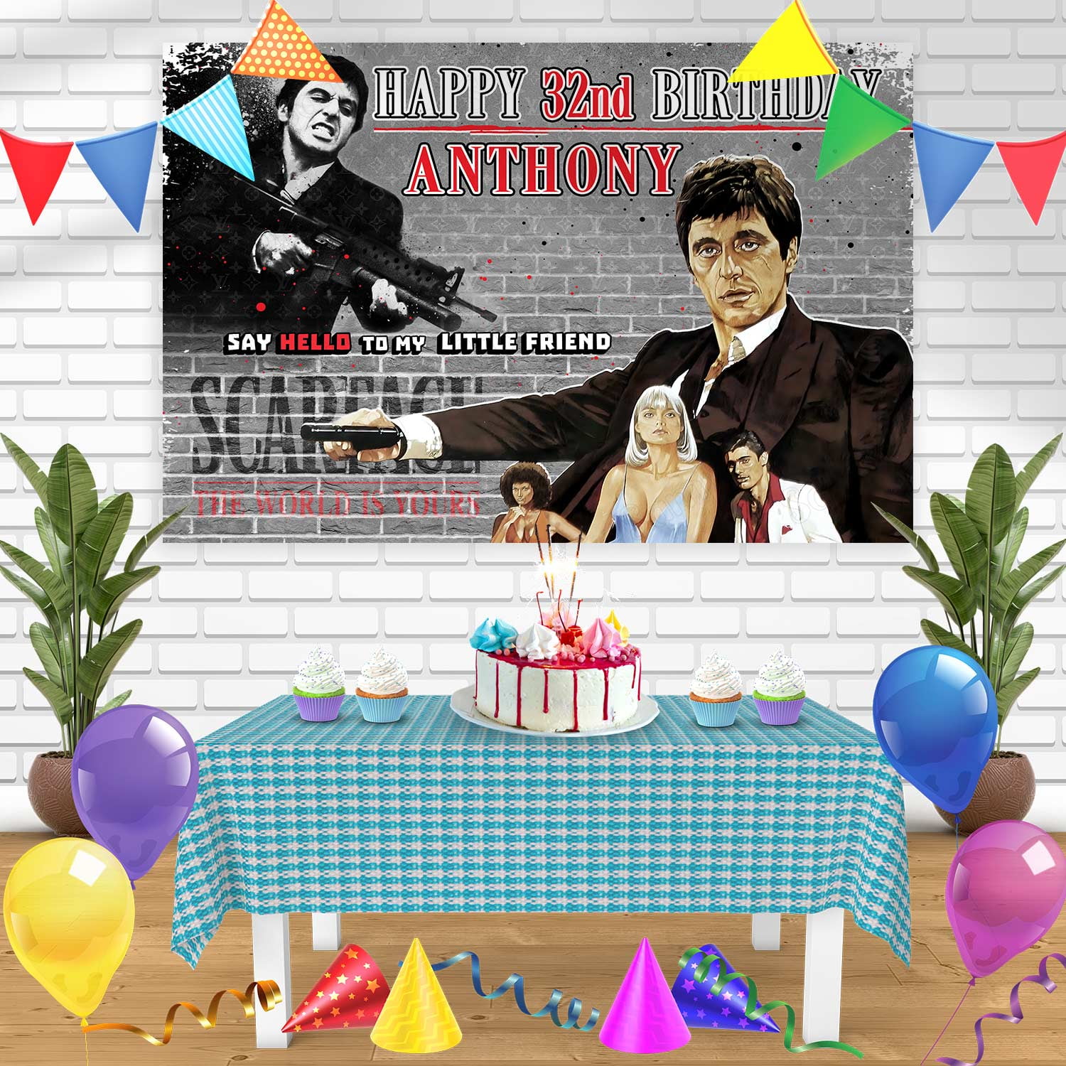 Scarface Tony Montana Al Pacino Bn Birthday Banner Personalized Party ...