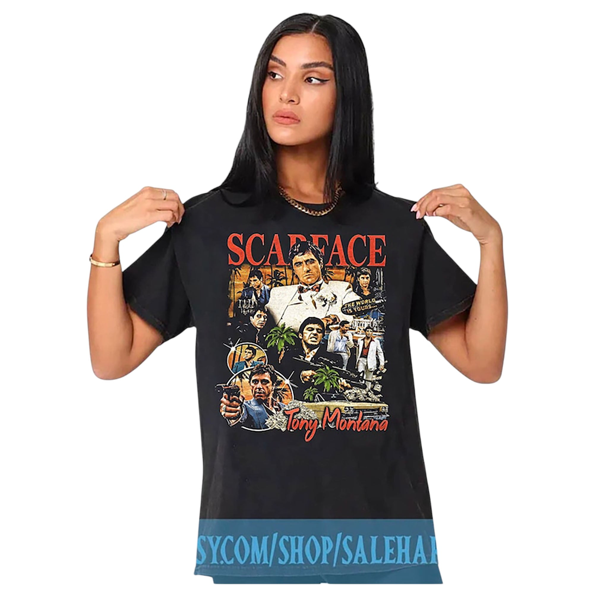 Scarface Tony Montana Vintage 90'S Retro Unisex Classic 2D T-Shirt ...