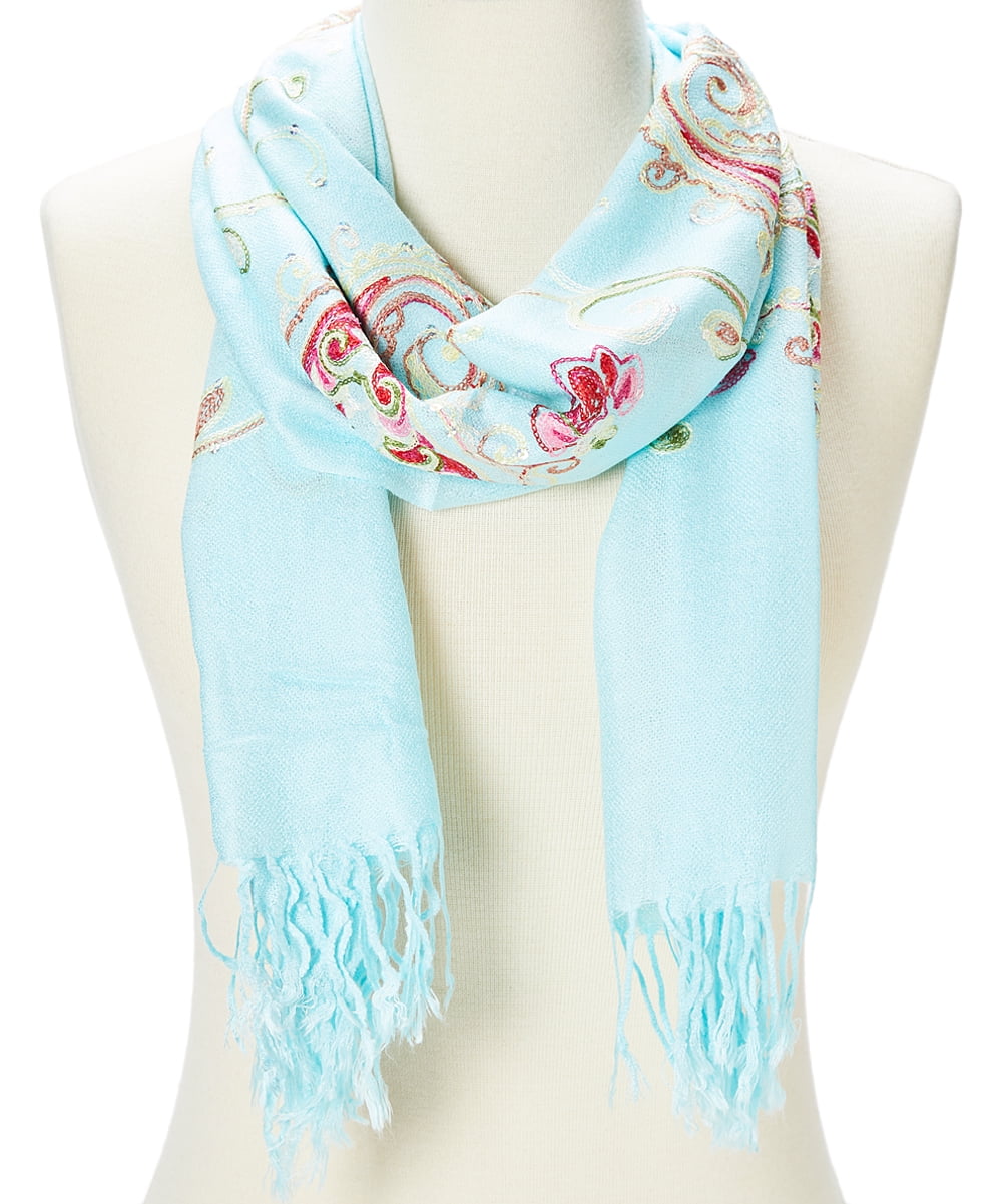 Scarfs for Women Floral Fashion Scarves Embroidered Evening Party Scarf ...