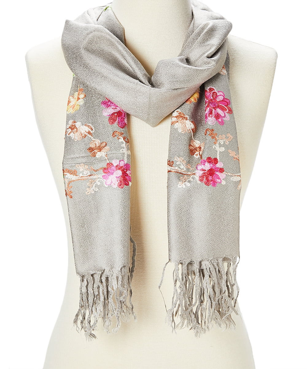 Scarfs for Women Floral Scarves Embroidered Long Fashion Evening Scarf ...