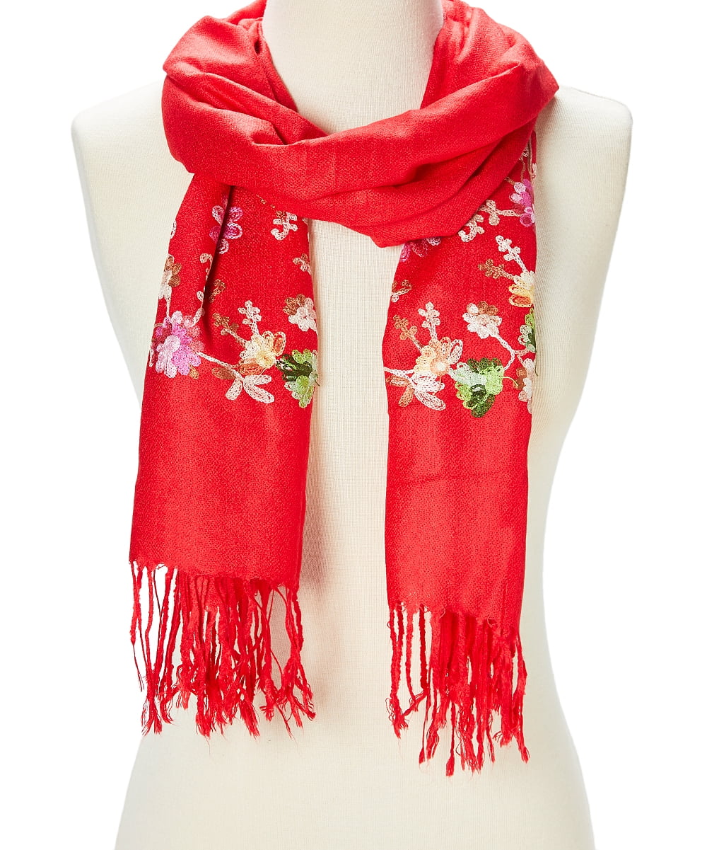 Scarfs for Women Floral Scarves Embroidered Long Fashion Evening Scarf ...