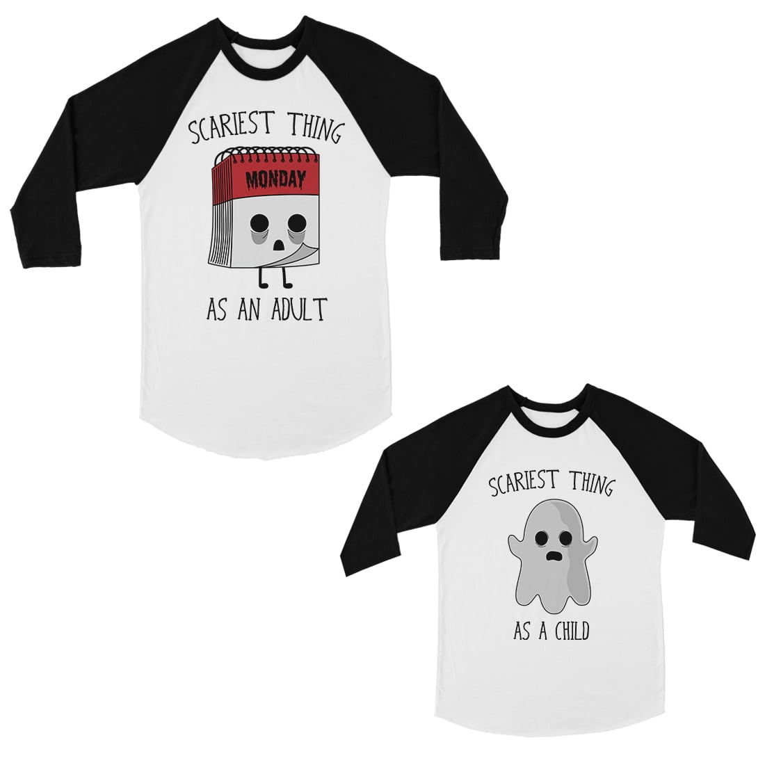 Scariest As Adult Child Dad and Kid Matching Baseball Shirts - Walmart.com