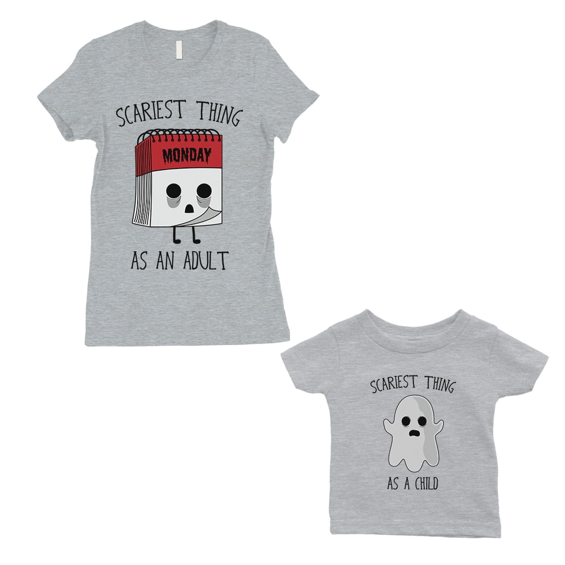 Scariest As Adult Child Mom and Baby Matching Gift Shirts Grey ...
