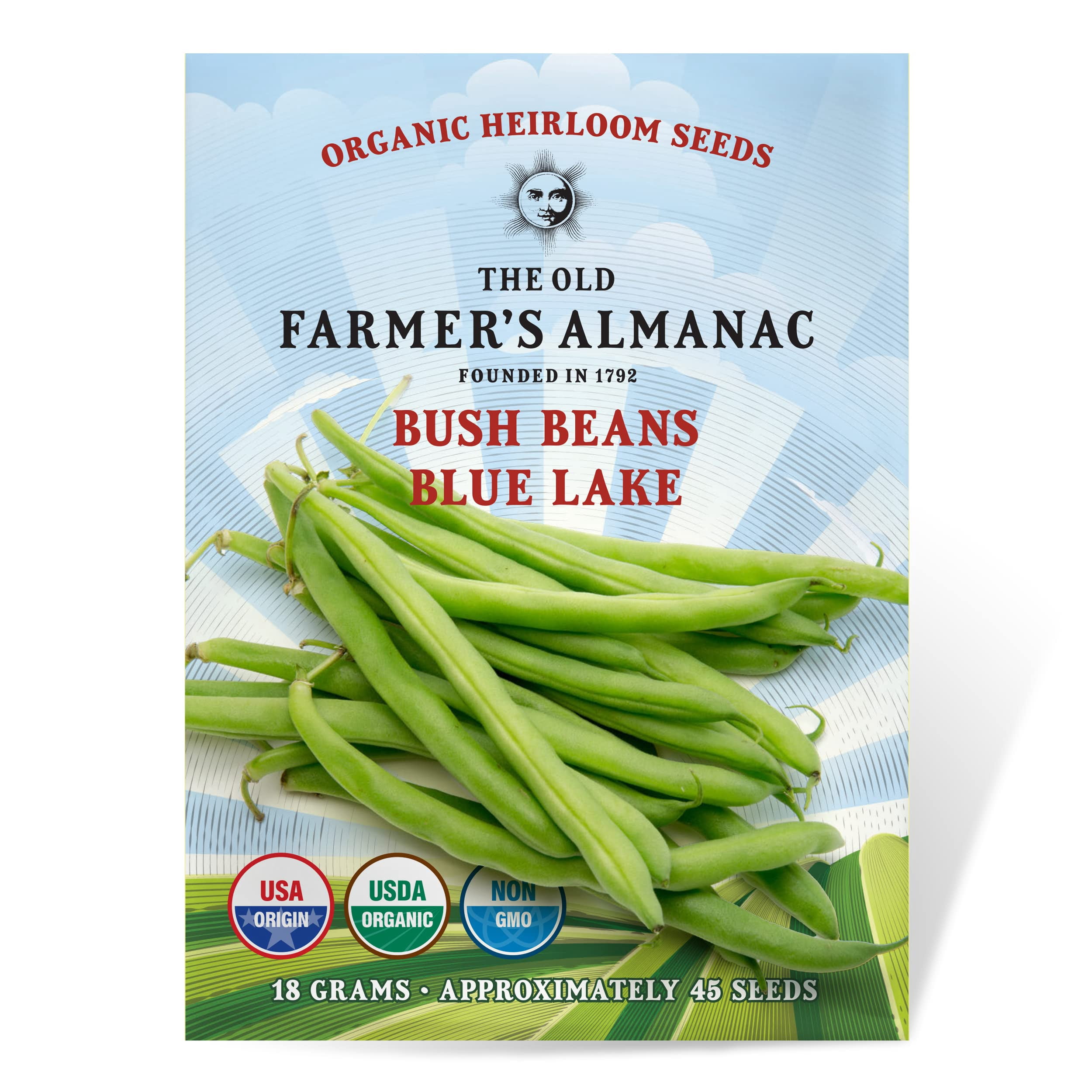 The Old Farmer's Almanac Heirloom Organic Bush Bean Seeds (Blue Lake ...