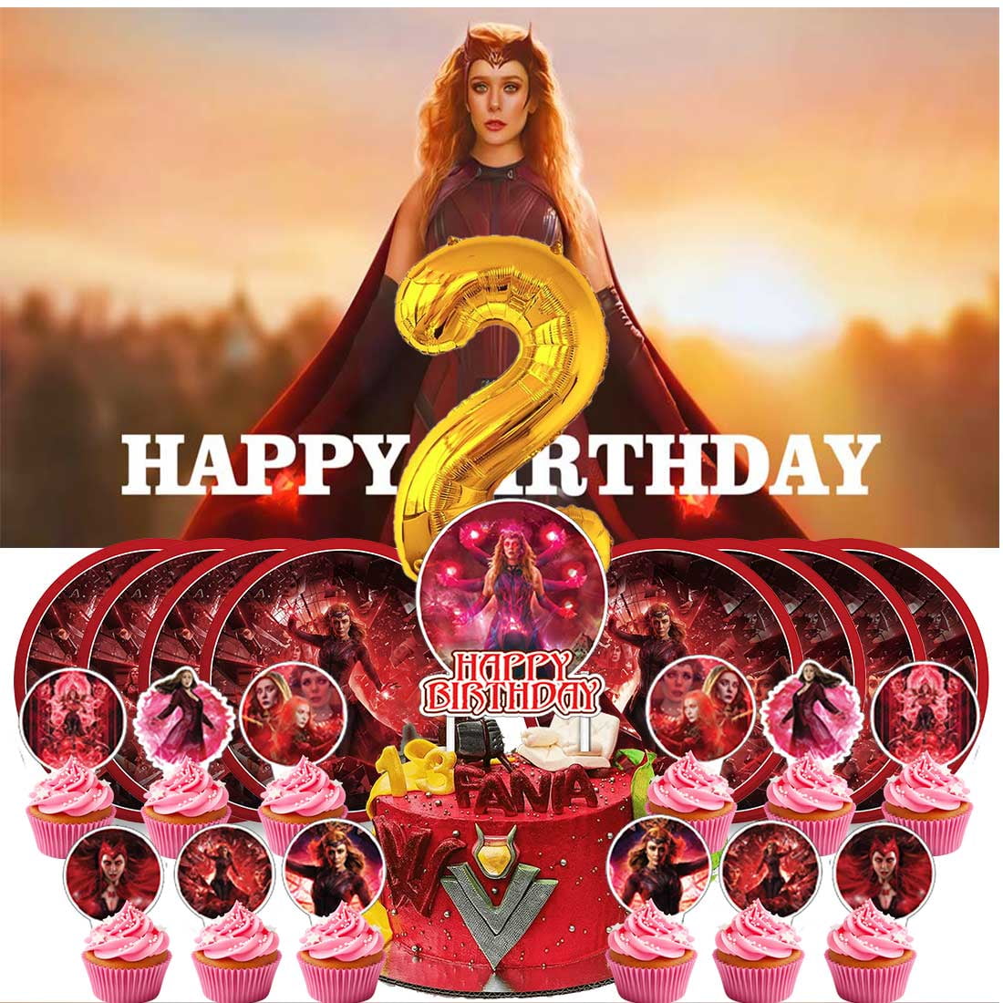 Scarlet Witch Balloons Party Supplies 2nd Decor Tableware Birthday Cake ...