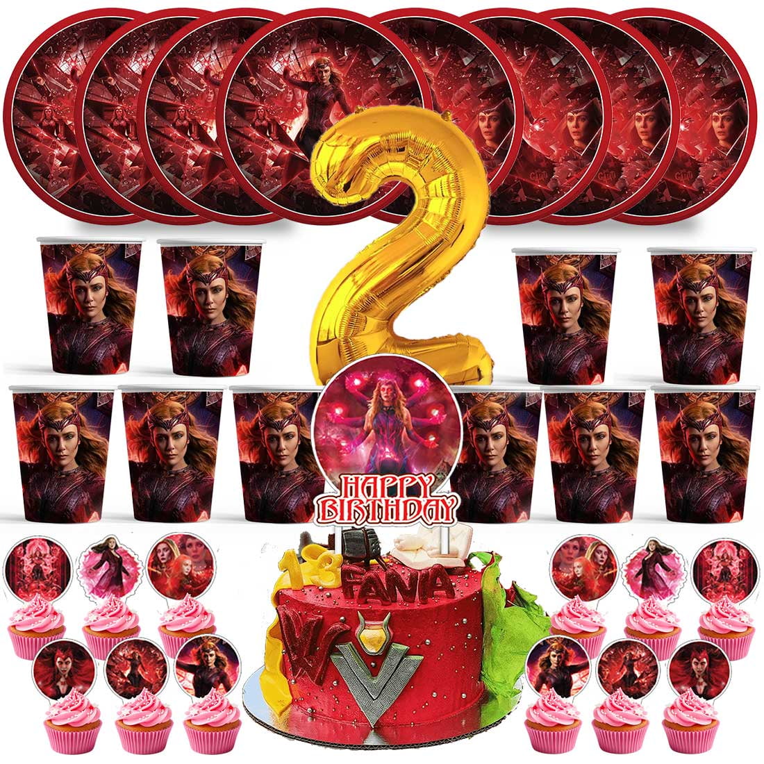 Scarlet Witch Birthday 2nd Cups Party Supplies Plates Fans Decorations ...
