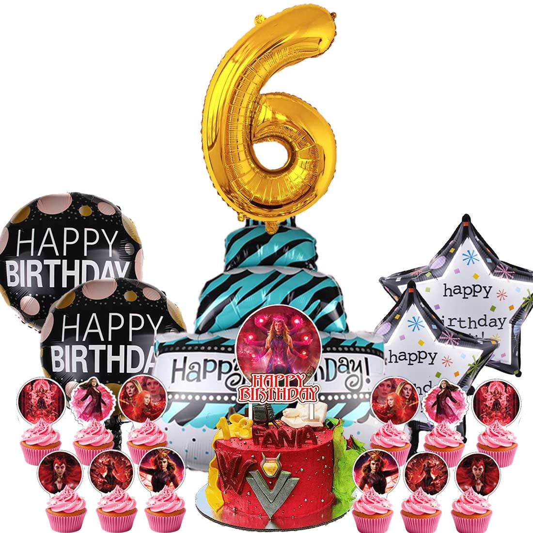 Scarlet Witch Party Supplies 6th Decor Kit Balloons Birthday Cake ...