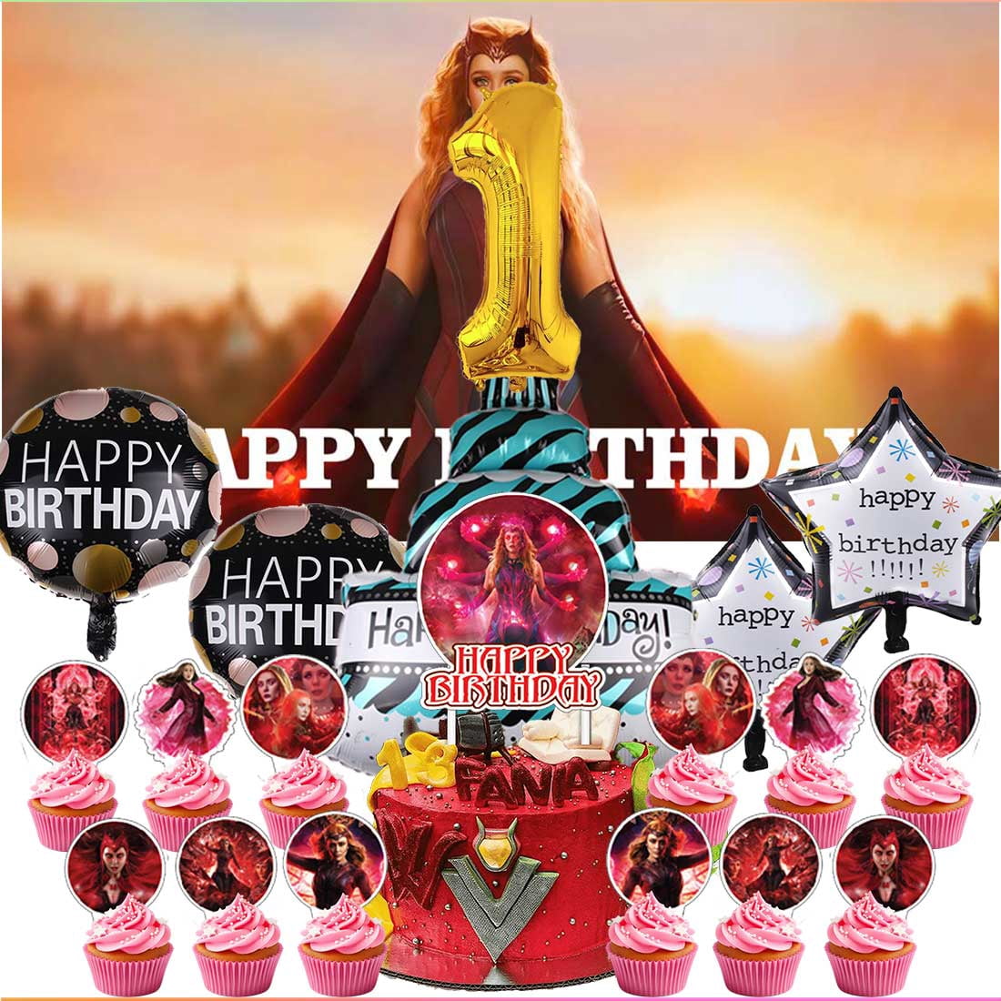 Scarlet Witch Party Supplies Decor 1st Kit Balloons Birthday Cake ...