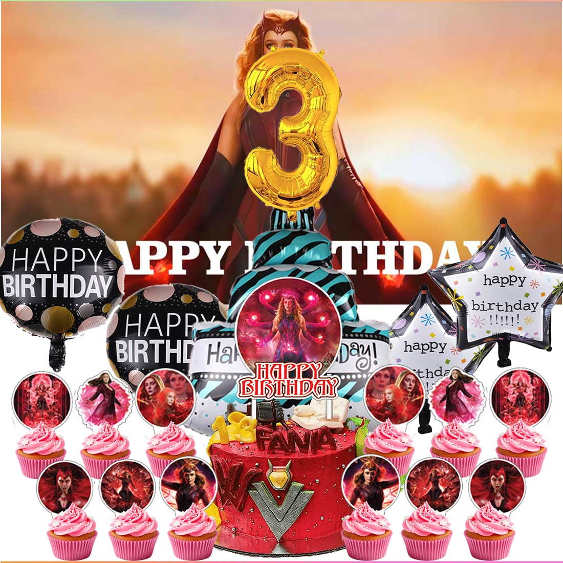 Scarlet Witch Party Supplies Decor 3rd Kit Balloons Birthday Cake ...