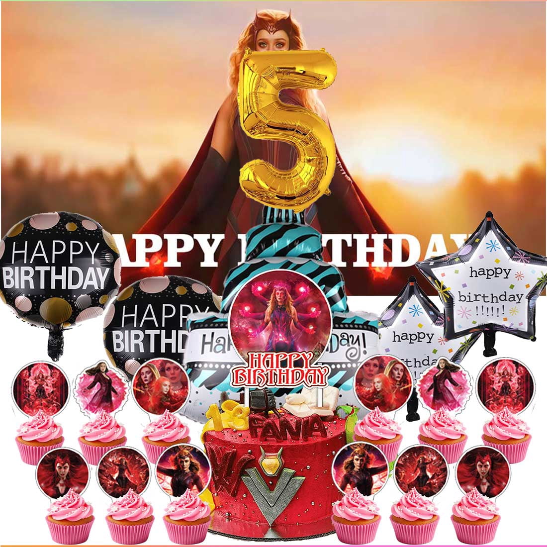 Scarlet Witch Party Supplies Decor 5th Kit Balloons Birthday Cake ...