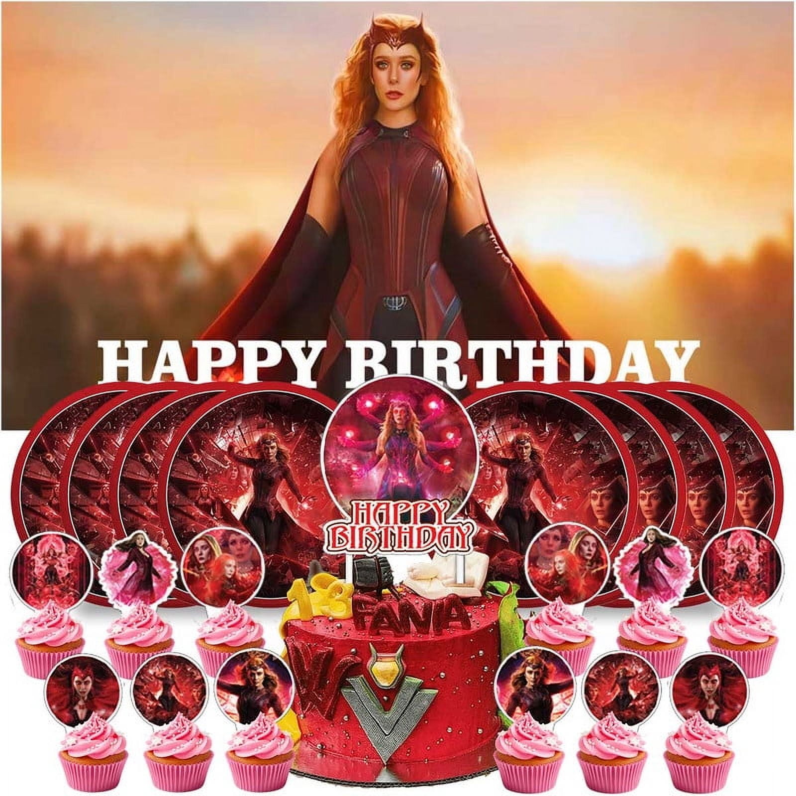 Scarlet Witch Party Supplies Decor Backdrop Plates Background Cake ...
