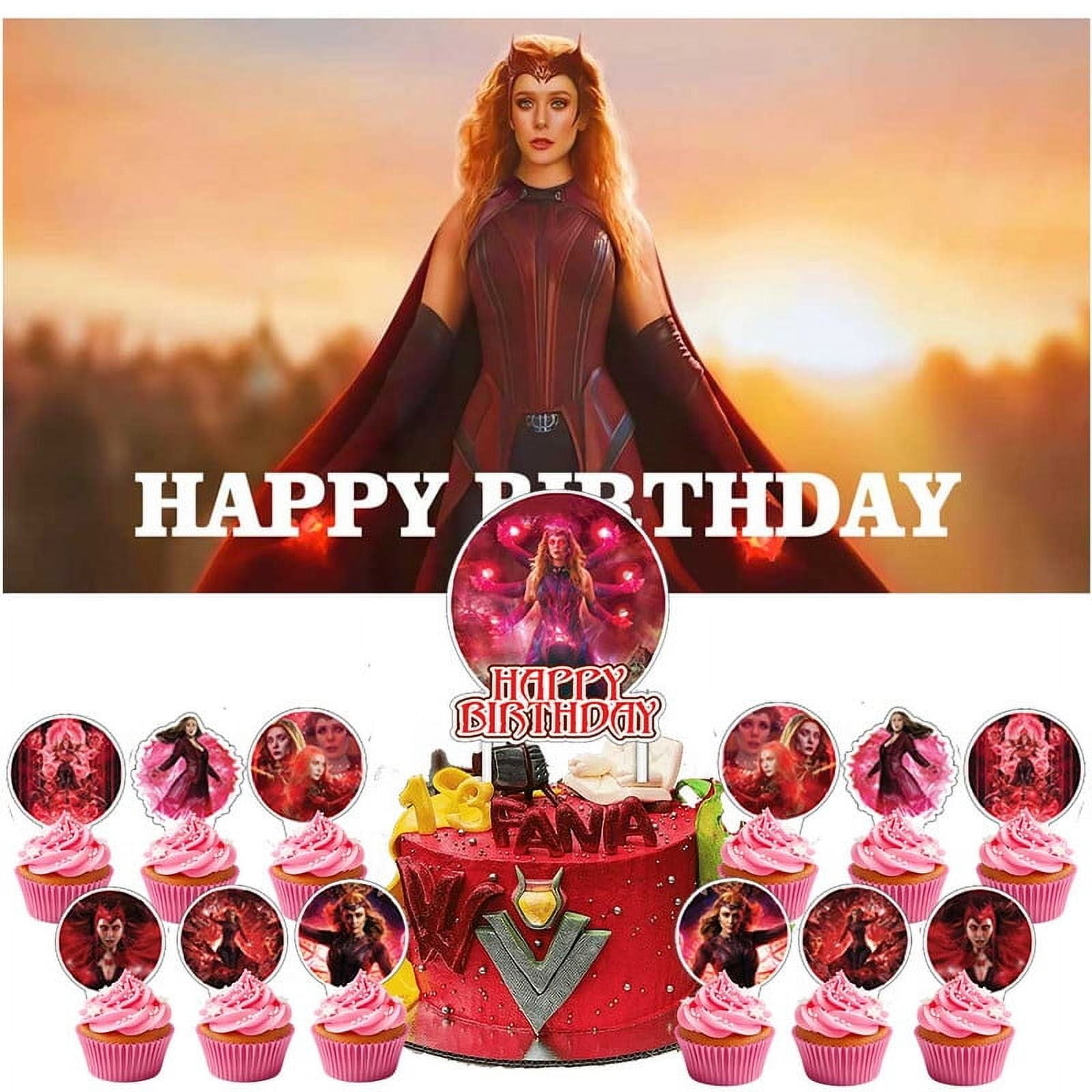 Scarlet Witch Party Supplies Decor Birthday Banner Backdrop Cake Topper ...