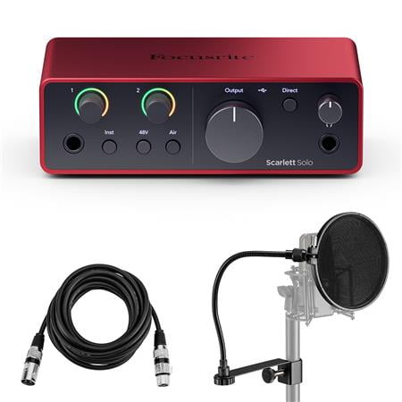 Scarlett Solo 4th Gen USB Interface with Software Suite, Bundle with 6 ...