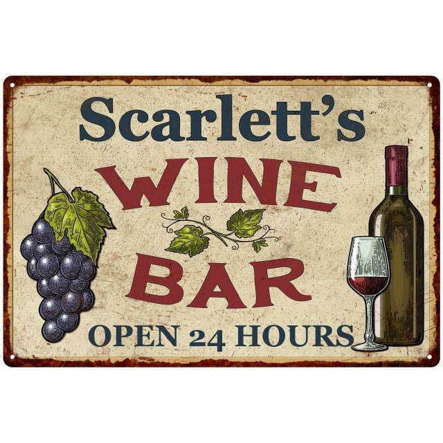 Scarlett's Rustic Wine Bar Sign Wall Decor Kitchen Gift 16 x 24 Matte ...
