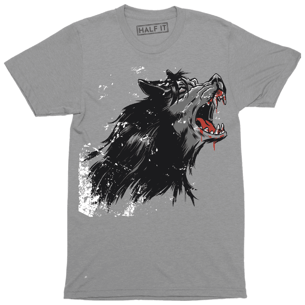 Scary Angry Werewolf Howling Has Yellow Eyes And Bloody Mouth Men's T ...