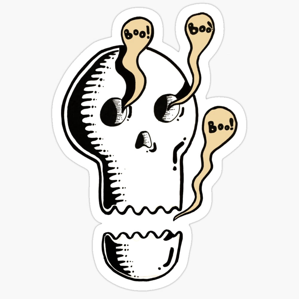 Scary Boo Skull Stickerphone Decal Water Bottle Stickers, Vinyl ...