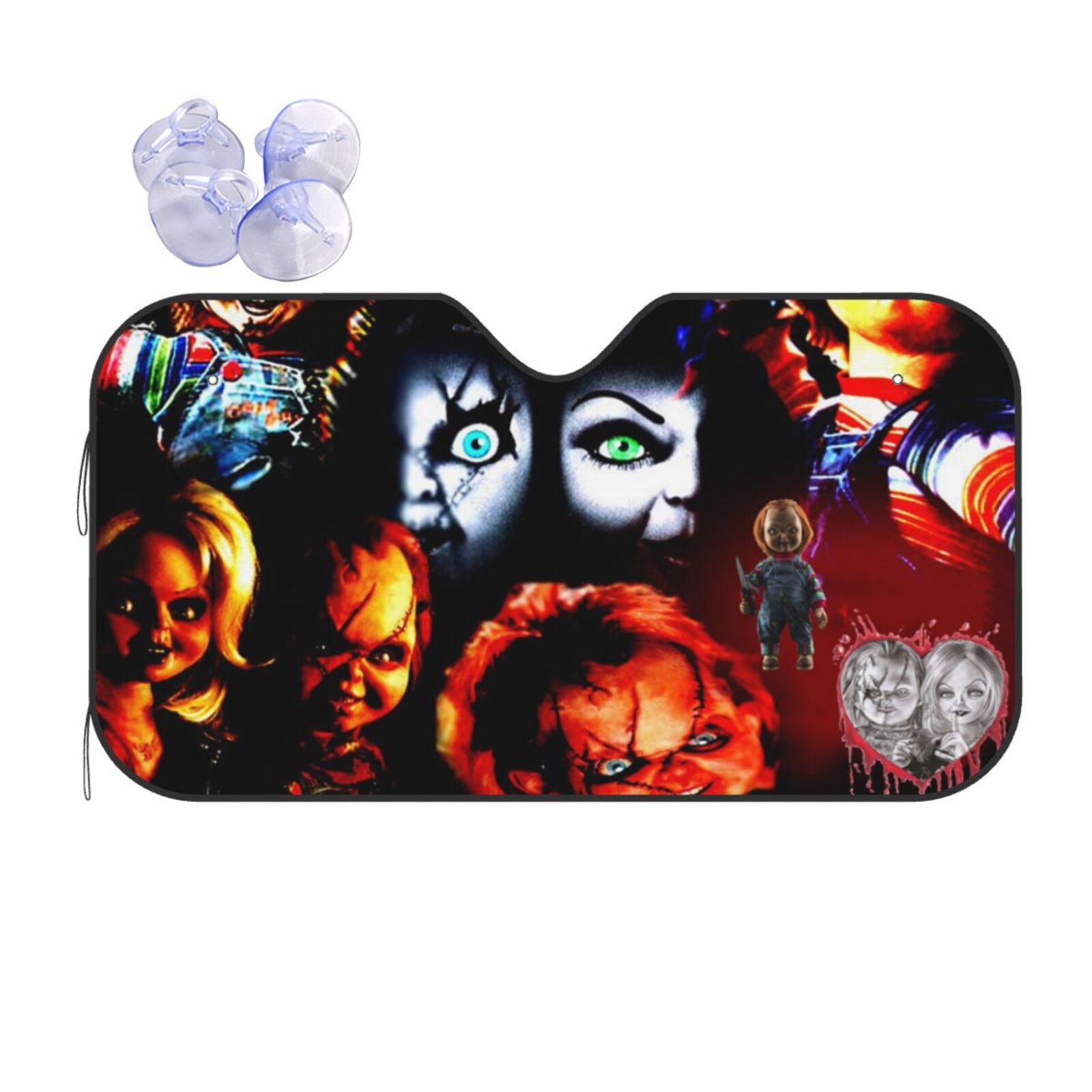 Scary Bride Of Chucky Car Windshield Sunshade Blocks UV Rays&Keeps ...