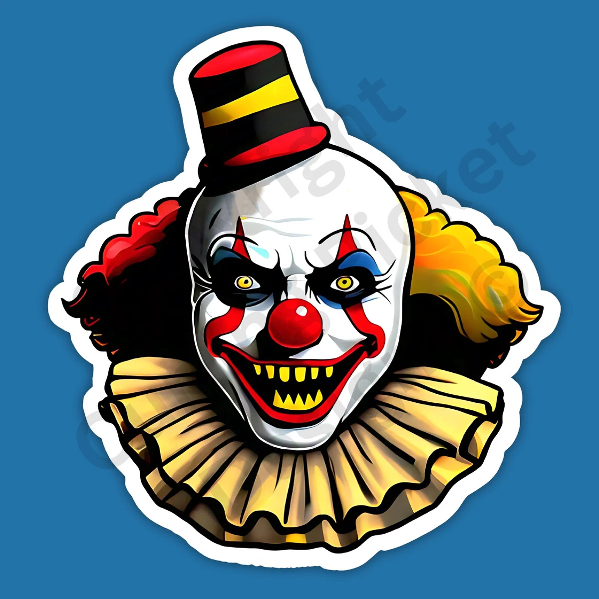 Scary Circus Clown Carnival Sinister Evil Menacing Yellow Eyes Sticker ...
