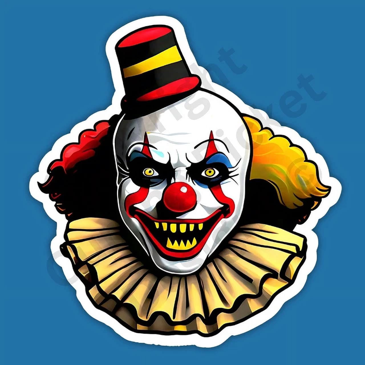 Scary Circus Clown Carnival Sinister Evil Menacing Yellow Eyes Sticker ...
