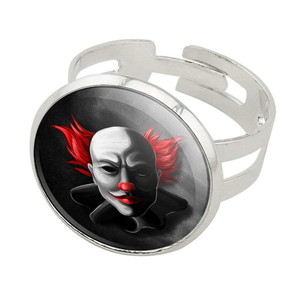 Scary Clown Face Silver Plated Adjustable Novelty Ring - Walmart.com